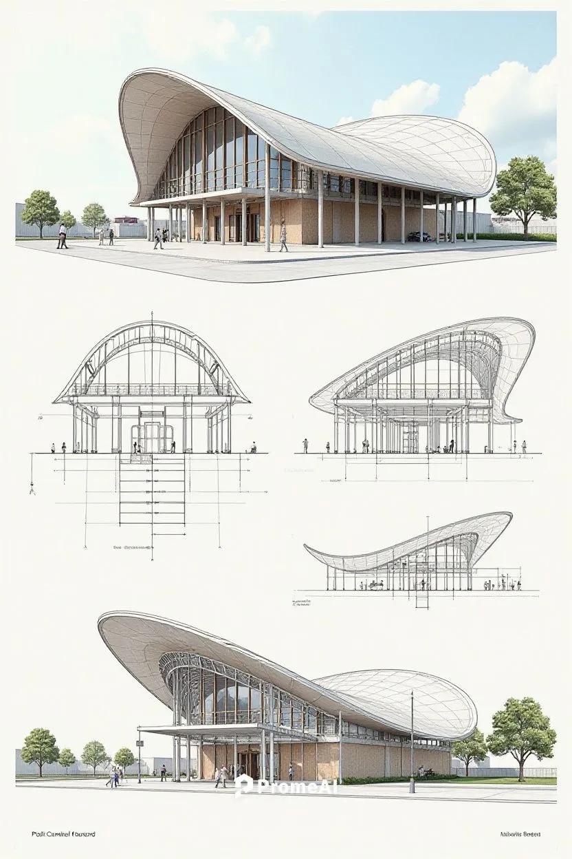 an architectural sketch showing different types of structures