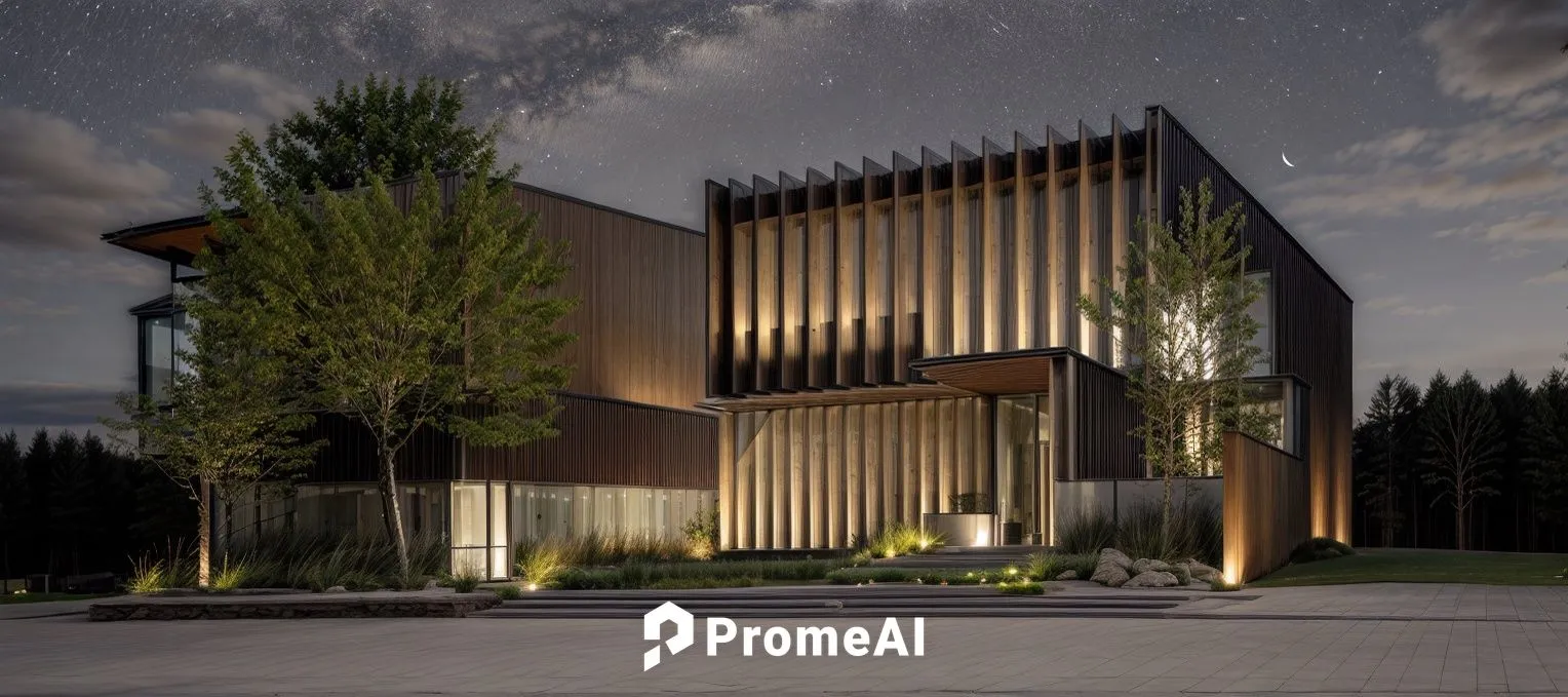 Sketch Rendering of Architecture-Commercial Building-Modern-Elemental Architecture (at night:1.6 ...