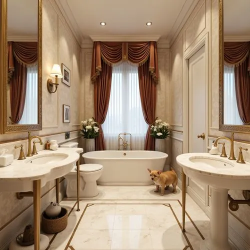 Baroque Style Powder Room Interior Design Ideas