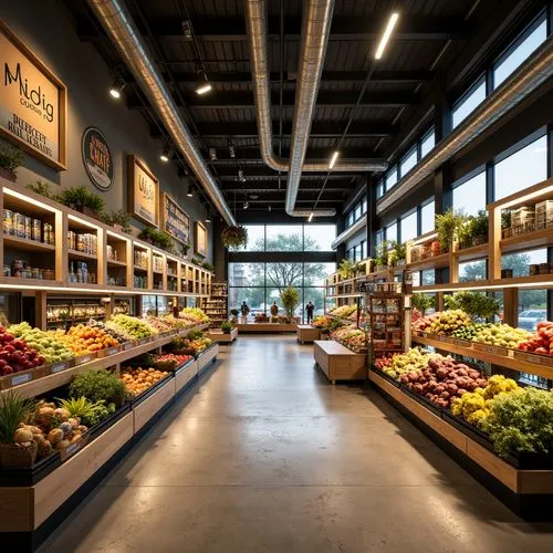 Grocery Store Commercial Architecture design ideas | PromeAI