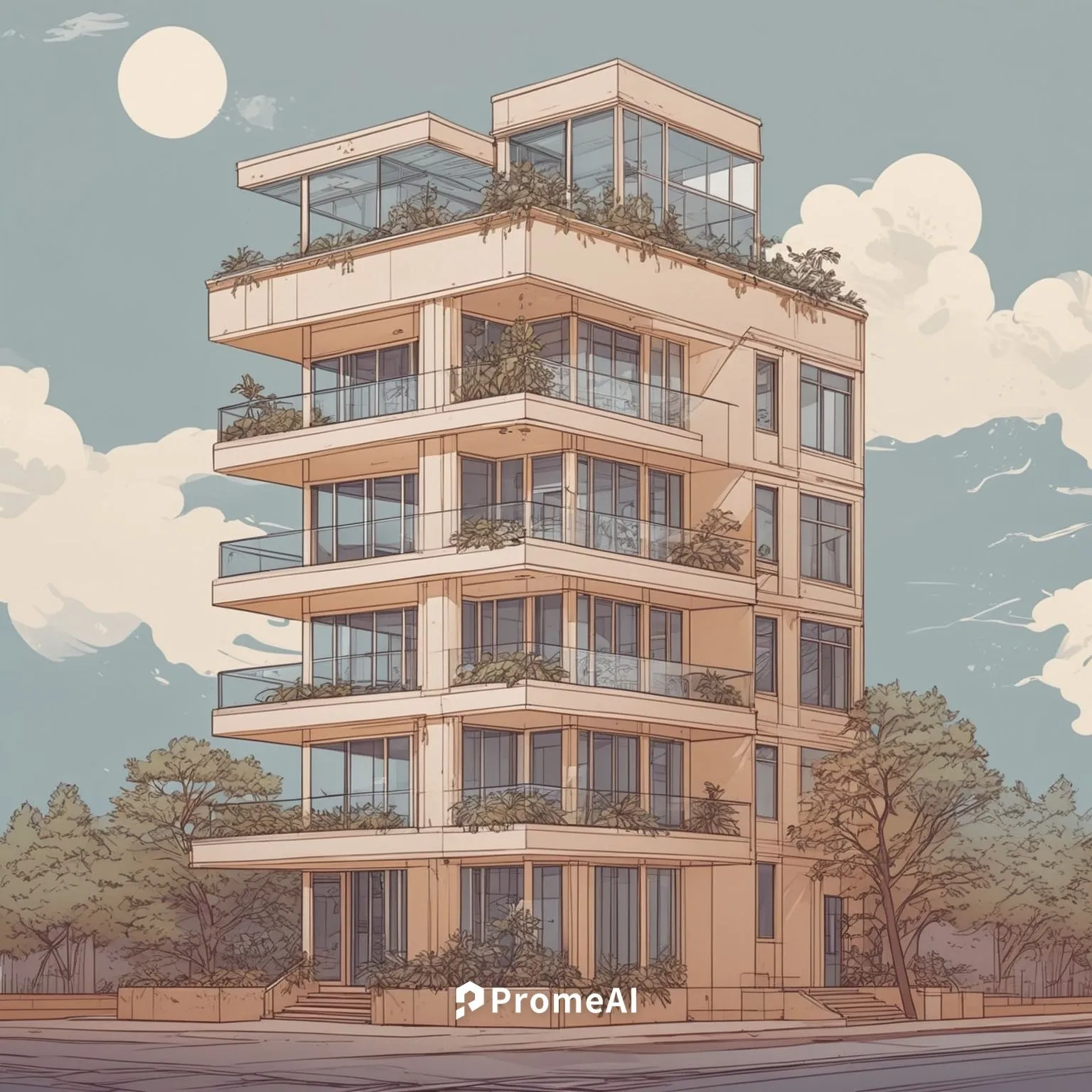 Sketch Rendering of Illustration-Vector-Vector 03 architectural ...