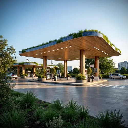 Gas Station Metabolism Style Building Design Ideas
